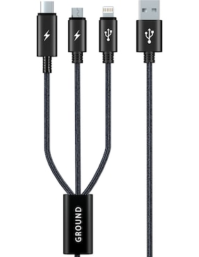 Cable USB Ground Mobile tipo USB y tipo Lightning, Micro USB y C de 1 m